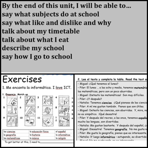 Spanish Unit on school subjects, opinions, food and Spanish school ...