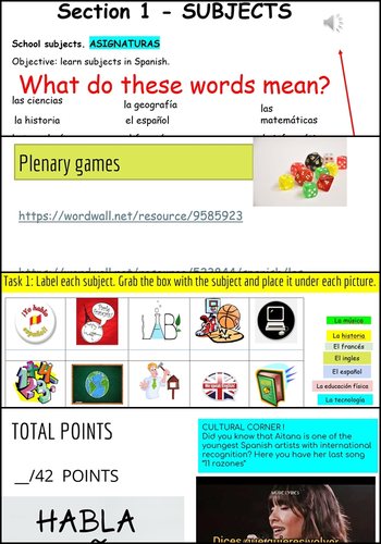 Spanish Unit on school subjects, opinions, food and Spanish school ...