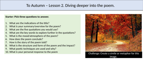 John Keats - Ode To Autumn | Teaching Resources