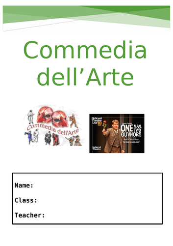 KS3 Drama Remote Learning Lessons and Booklet (NT's One Man, Two ...