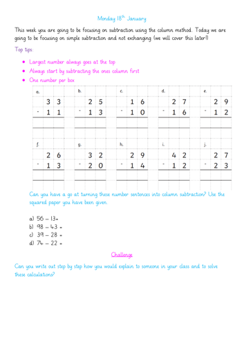 Column Addition and Subtraction | Teaching Resources