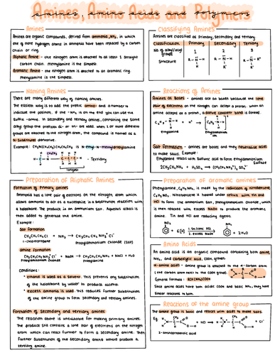 Amines, Amino Acids and Polymers Revision Notes | Teaching Resources