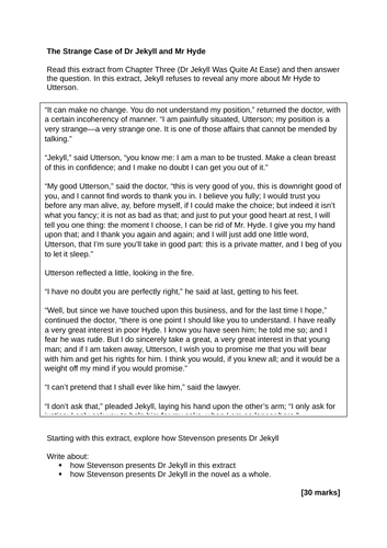 Jekyll and Hyde AQA Assessment and Lesson: Character Jekyll | Teaching ...
