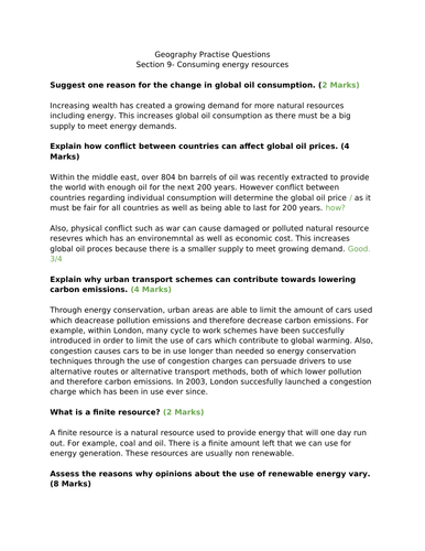 Complete Exam question pack for GCSE Geography | Teaching Resources