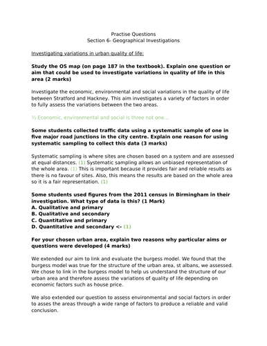 Complete Exam question pack for GCSE Geography | Teaching Resources