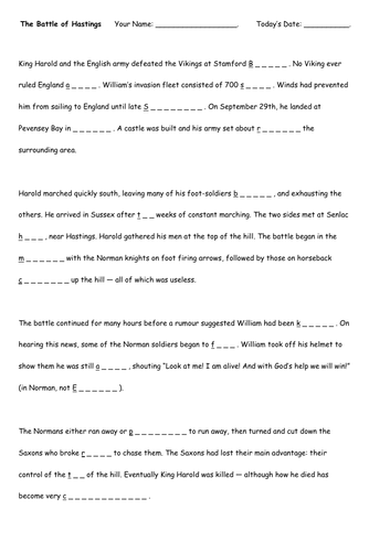 Battle of Hastings Cloze: 4 levels of differentiation | Teaching Resources