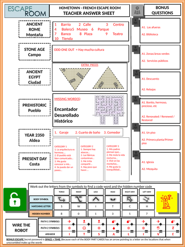 Spanish Escape room - Hometown | Teaching Resources