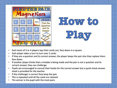 Magnetism - Magnets and Electromagnets - Find the Pair Team Game for ...