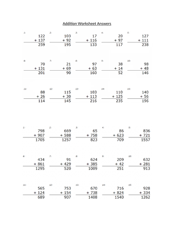 Pack of Maths Worksheets with Answer Sheets | Teaching Resources