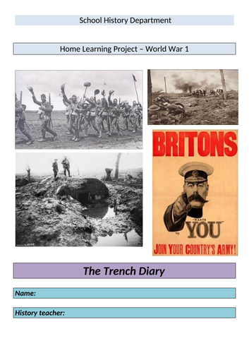 World War One Homework Project - a Trench Diary | Teaching Resources
