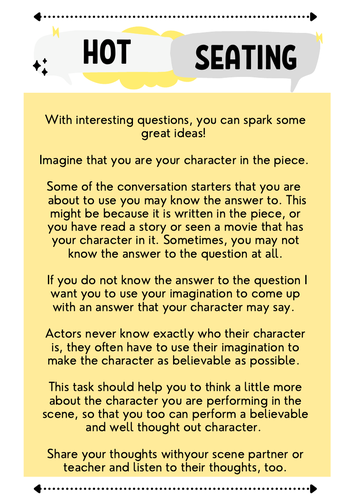 Hot Seating Task | Teaching Resources