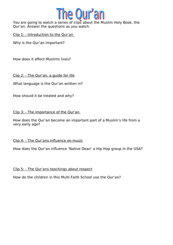 Unit 3: Holy Books | Teaching Resources