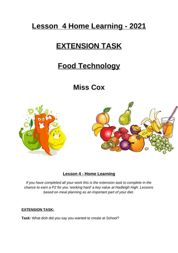 Year 7 Food Technology Home Learning (5 Lessons) | Teaching Resources