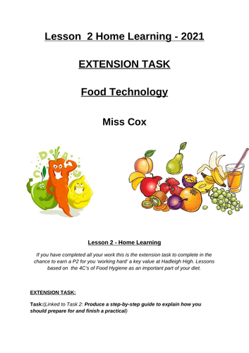 Year 7 Food Technology Home Learning (5 Lessons) | Teaching Resources