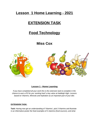 Year 7 Food Technology Home Learning (5 Lessons) | Teaching Resources