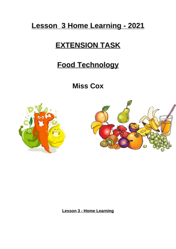 Year 7 Food Technology Home Learning (5 Lessons) | Teaching Resources