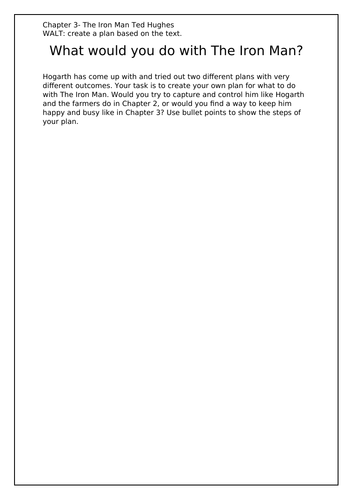 The Iron Man guided reading year 4 KS2 Ted Hughes whole class 25 ...