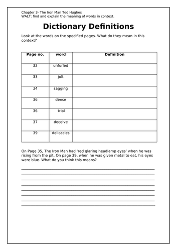 The Iron Man guided reading year 4 KS2 Ted Hughes whole class 25 ...