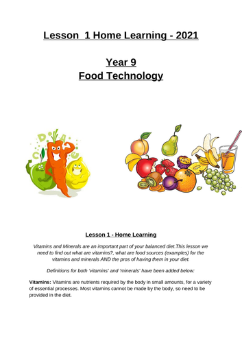 Year 9 Food Technology Home Learning (5 Lessons) | Teaching Resources
