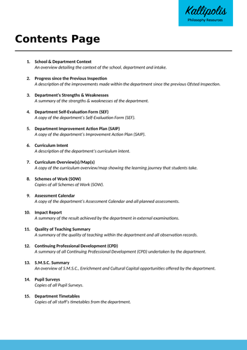 Ofsted Deep Dive Preparation / Folder (Secondary Phase) | Teaching ...