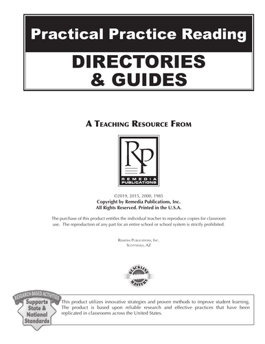 Practical Practice Reading: Directories & Guides (eBook) | Teaching ...