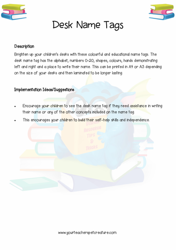 Printable Desk Name Tags | Teaching Resources