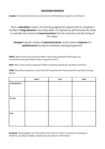 Long Answer Exam Questions | Teaching Resources