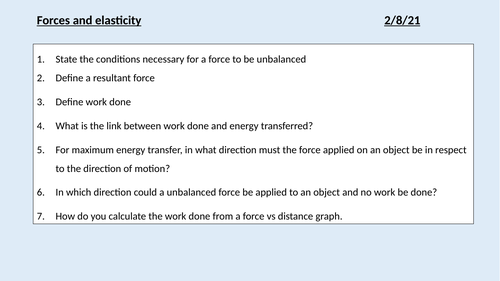 AQA GCSE Physics (4.5.3) Forces - Forces and elasticity | Teaching ...