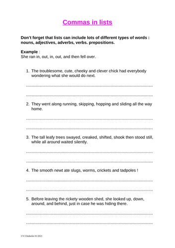 Punctuation - commas | Teaching Resources