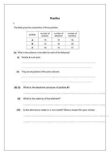 IGCSE Year 10 Chemistry practice | Teaching Resources