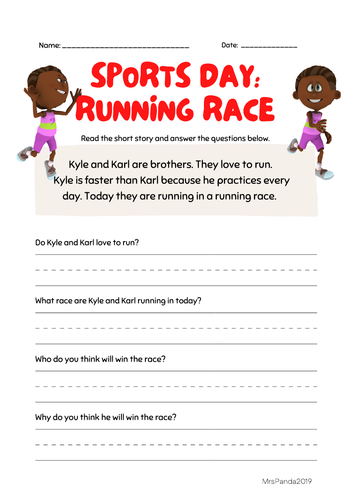 Sports Day Comprehension Foundational Worksheets | Teaching Resources