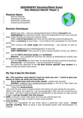 OCR B Geography Revision Pack Changing Climate Unit 2 | Teaching Resources