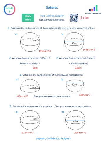 Volumes and surface areas of spheres | Teaching Resources