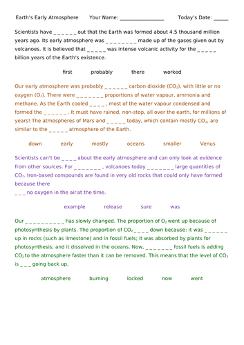 Earth's Early Atmosphere: 4 levels of differentiation | Teaching Resources