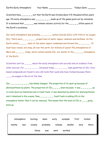 Earth's Early Atmosphere: 4 levels of differentiation | Teaching Resources