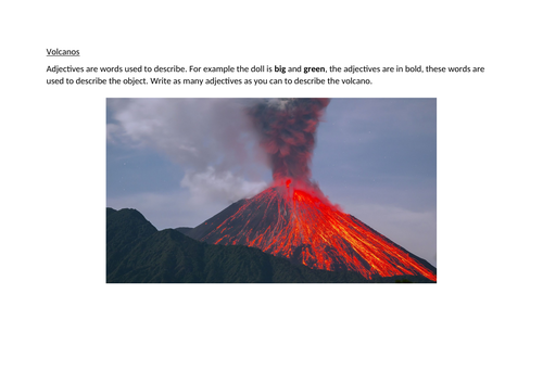 Writing simple sentences on volcanos | Teaching Resources