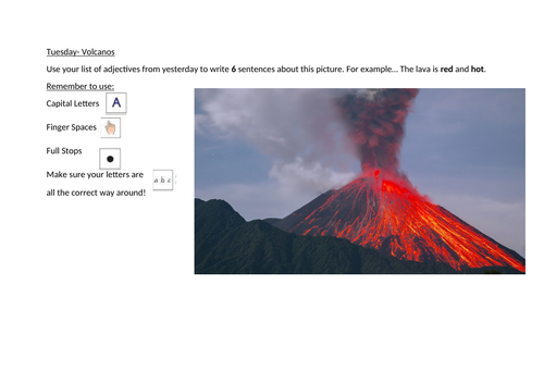 Writing simple sentences on volcanos | Teaching Resources