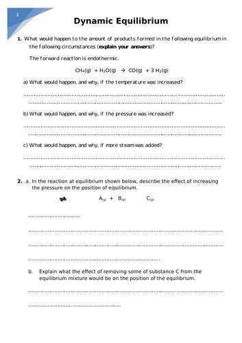 CC12a Dynamic Equilibrium | Teaching Resources