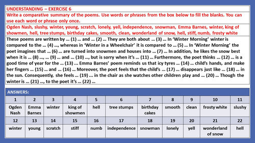 COMPARING TEXTS - READING WINTER POETRY: 28 GOOGLE SLIDES | Teaching ...