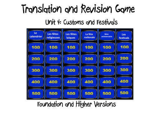 BUNDLE- Translation and Revision Games-Theme 1- GCSE French | Teaching ...