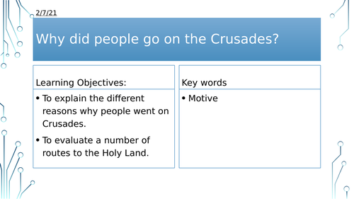Year 7: Why did people go on Crusades? | Teaching Resources