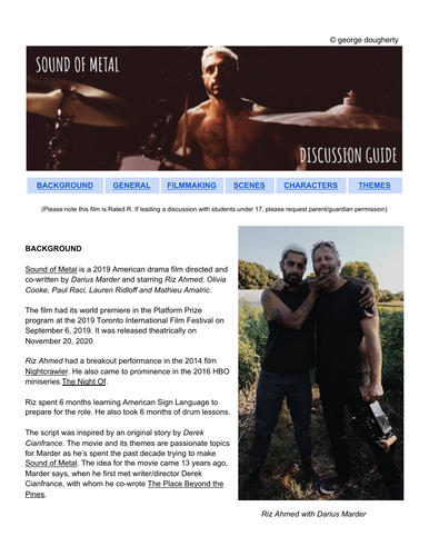 SOUND OF METAL - Movie Discussion Guide | Teaching Resources
