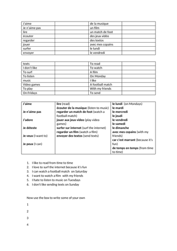 French activities and when you do them, easy | Teaching Resources