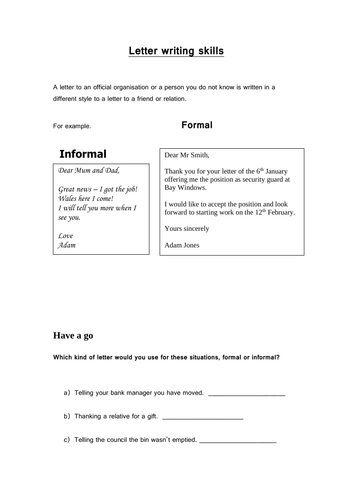 Letter Writing work pack | Teaching Resources