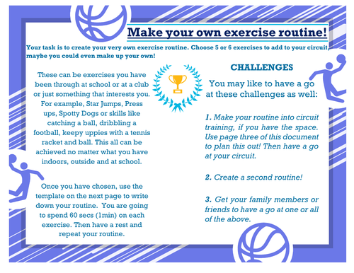 PE Task - Exercise Routine | Teaching Resources