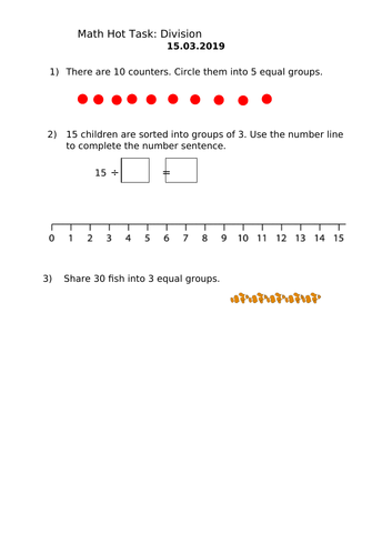 Year 1/2 simple division worksheets | Teaching Resources
