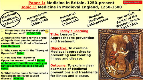 Edexcel GCSE Medicine in Britain, Topic 1 - Medicine in Medieval ...