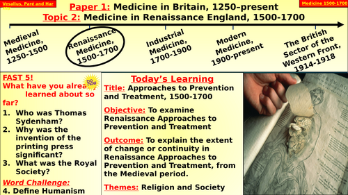 Edexcel GCSE Medicine in Britain, Topic 2 - The Medical Renaissance ...
