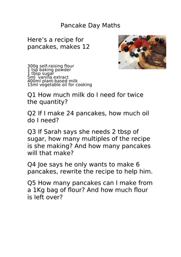 Pancake day maths | Teaching Resources