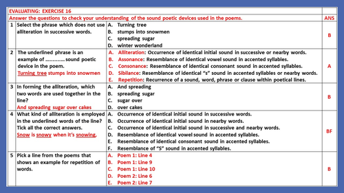 COMPARING WINTER POEMS - READING POETRY: 20 WORKSHEETS WITH ANSWER KEY ...
